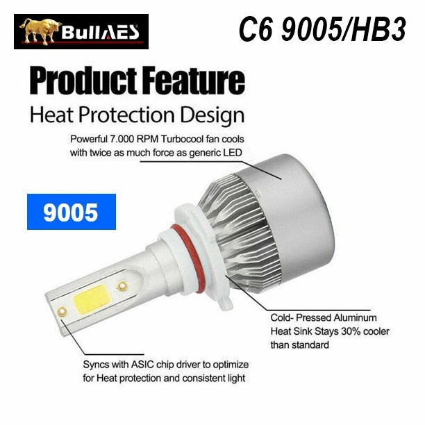 Jual Lampu Utama C6 Led 36 W COB Head Light Silver Mobil Motor Socket ...