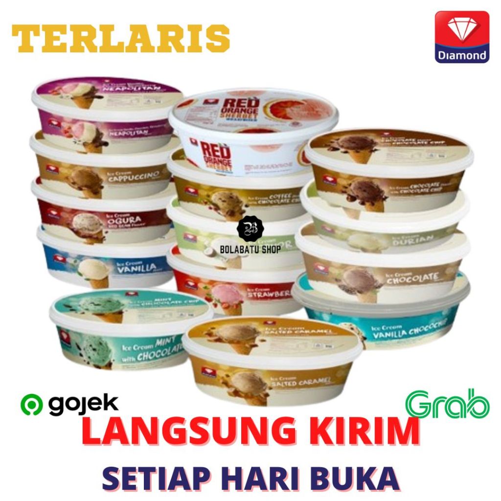 Jual Es Krim Diamond 700 mL Vanilla Chocolate Stoberi Neapolitan ...