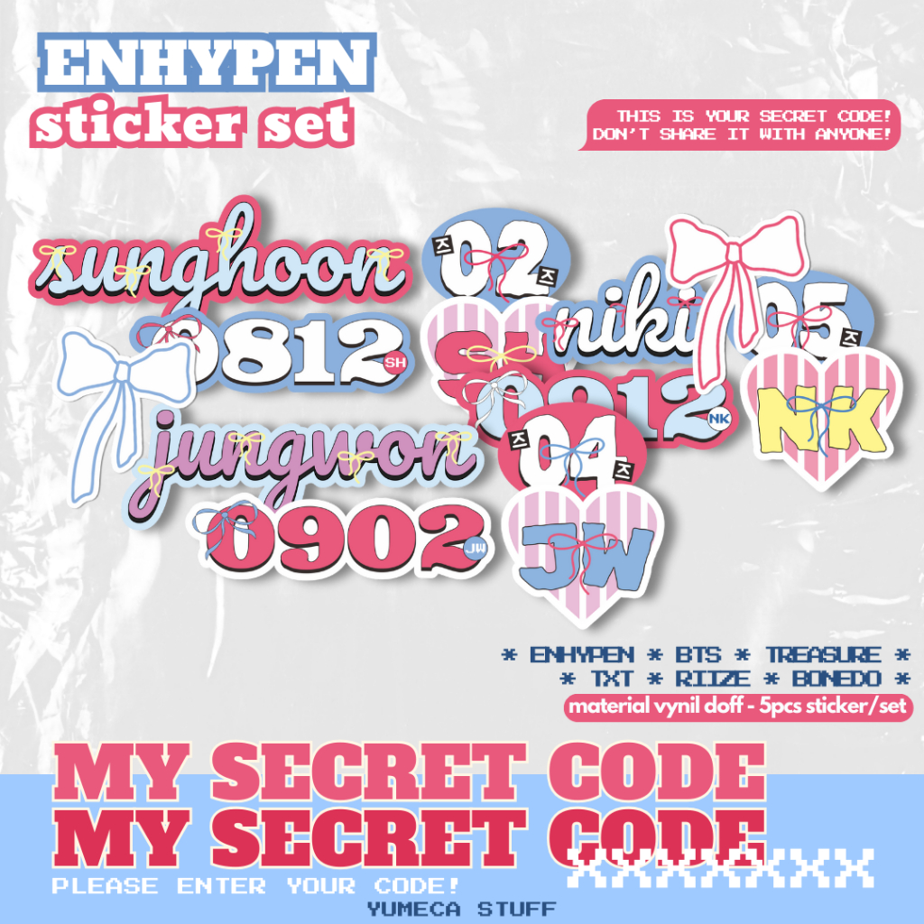 Jual (min. co 15k) ENHA SECRET CODE STICKER SET | Shopee Indonesia