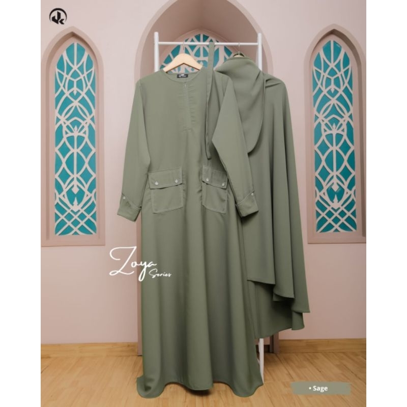 Jual TERBARU Zoya gamis syar'i Wolfis Premium Set Hijab | Gamis Set ...