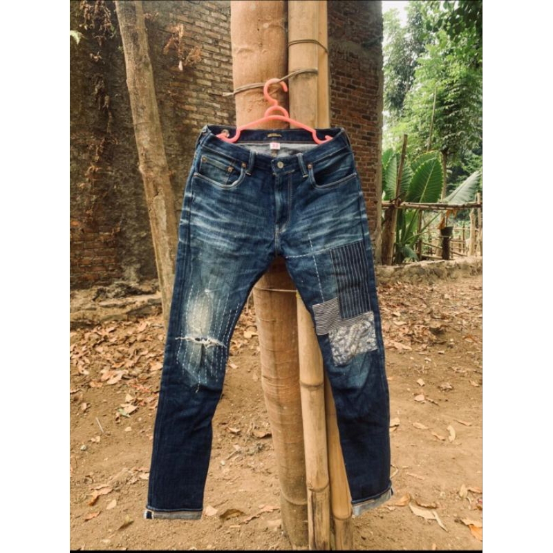 Jual BESPOKE PROJECT ART SASHIKO PATCH NOT SAMURAI JEANS OLD BLUE ...