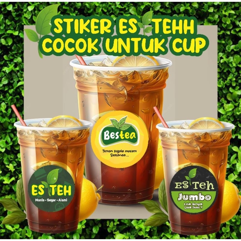 Jual Stiker Es Teh Cup isi 70pcs /stiker es teh murah/stiker minuman ...
