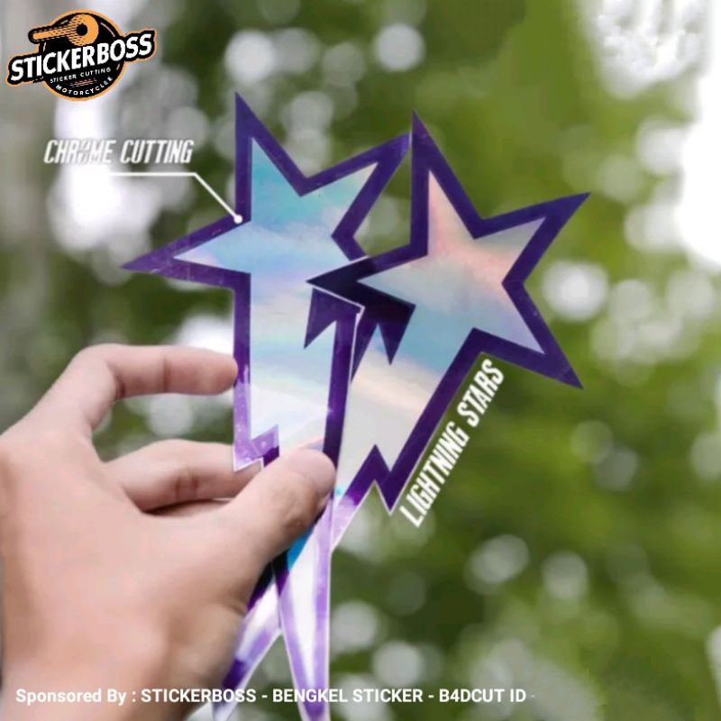 Jual Sticker Motor Bintang Petir Mengkilap 1 Pasang Warna Chrome ...