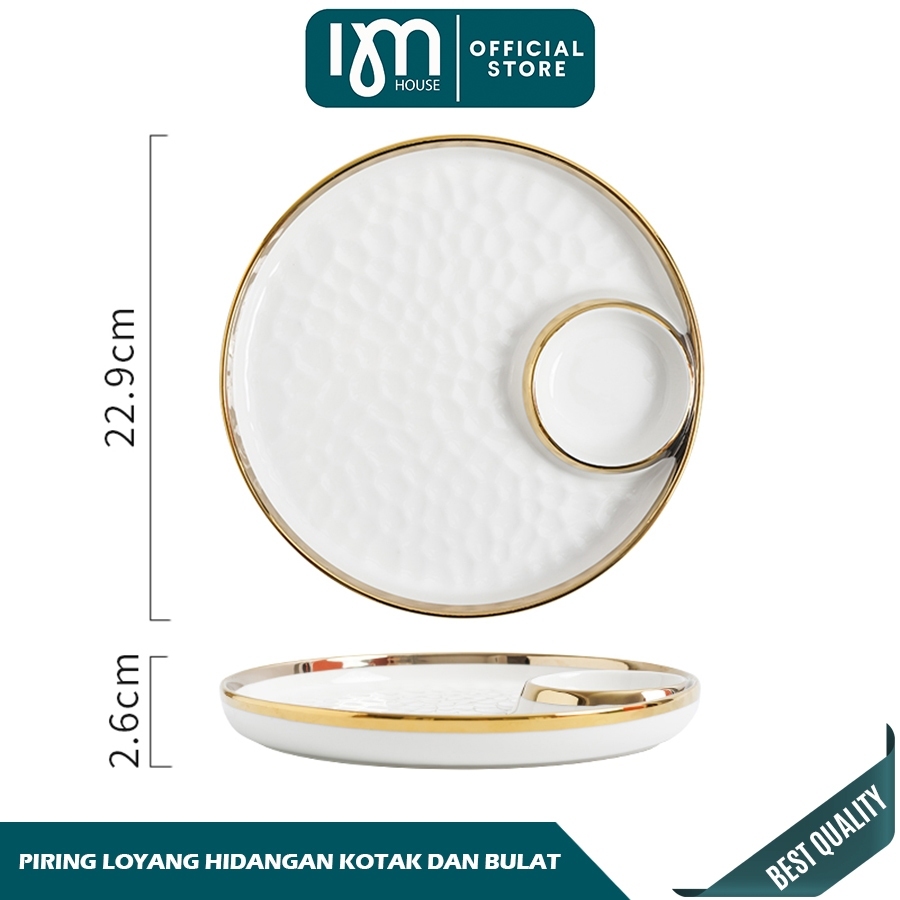 Jual INMINDHOUSE Piring Makan Keramik Putih Gold / Piring Putih Keramik ...