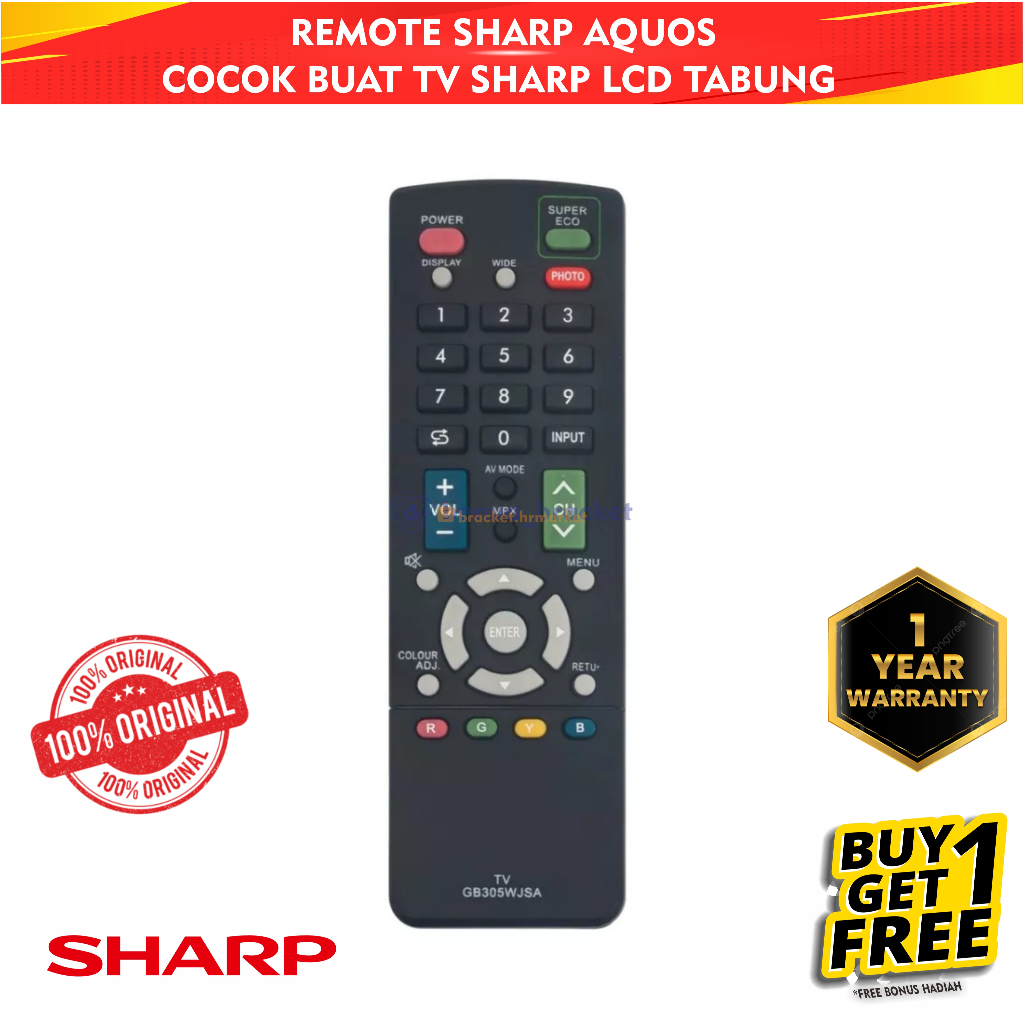 Jual Remote SHARP TV LED LCD TV Tabung BISA Original SHARP STANDARD HR1 ...