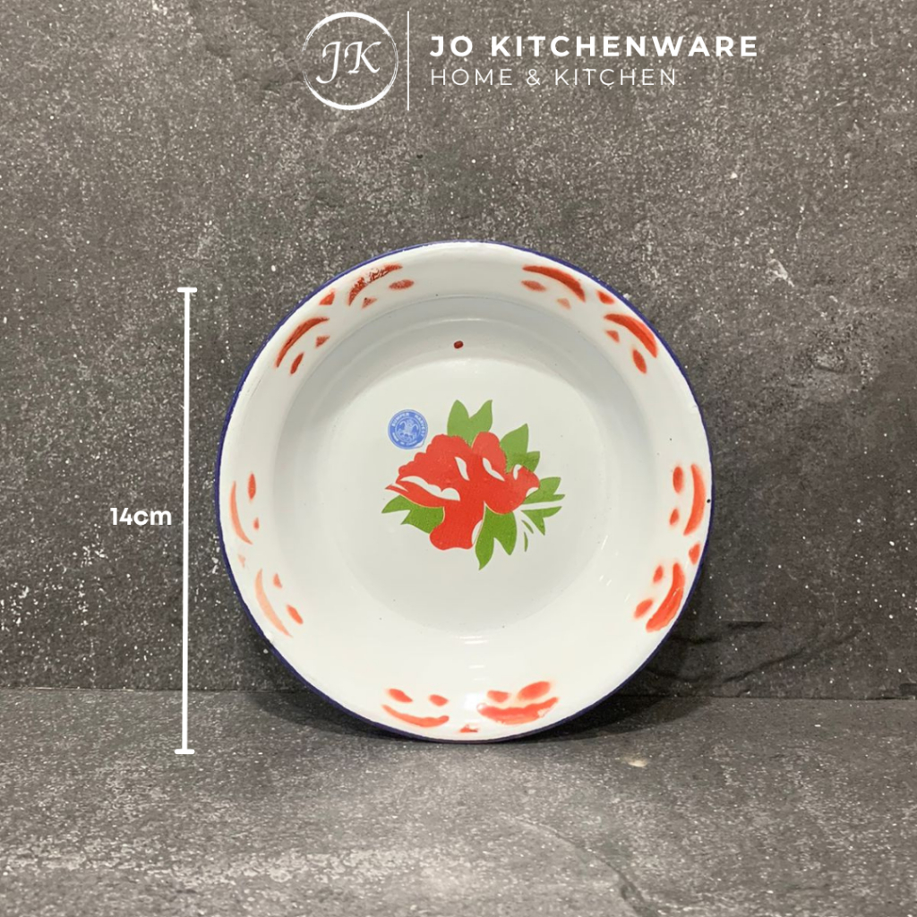 Jual Piring enamel motif bunga diameeter 14cm / piring unik serbaguna ...