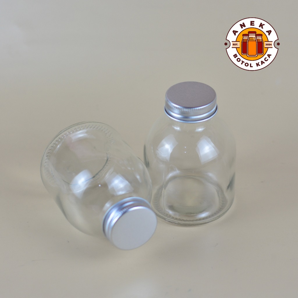 Jual Botol Kaca 250ml 350ml Tutup Silver Botol Minuman Beverage Susu Juice Kopi Botol Pendek 250 ...