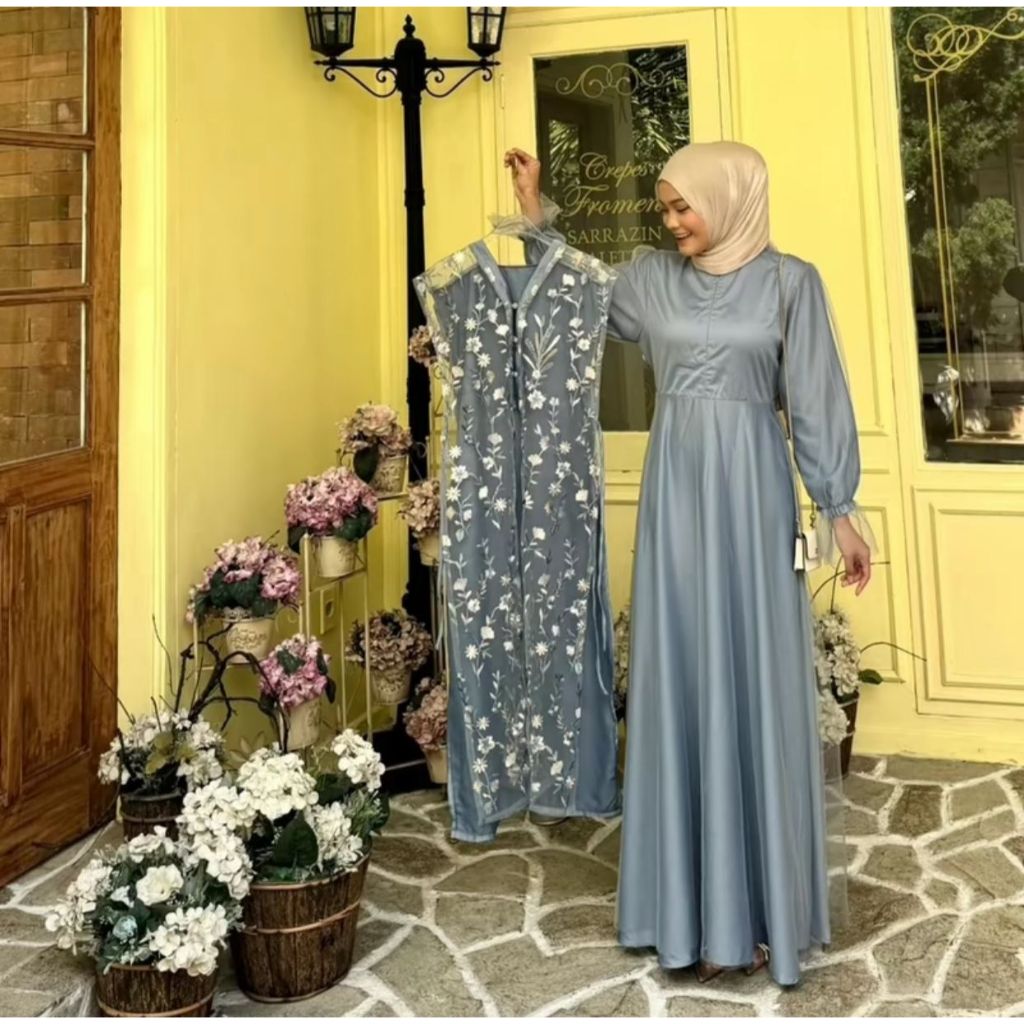 Jual NATASYA DRESS VEST OUTER TILLE BRUKAT MOTIF GARDEN GAMIS PESTA KONDANGAN BRIDESMAID INNER ...