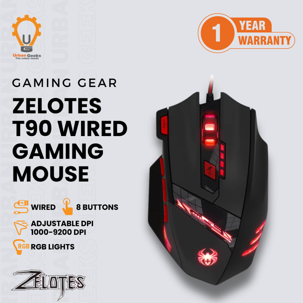 Jual Zelotes T90 Professional 9200 DPI 8 Button High Precision USB ...