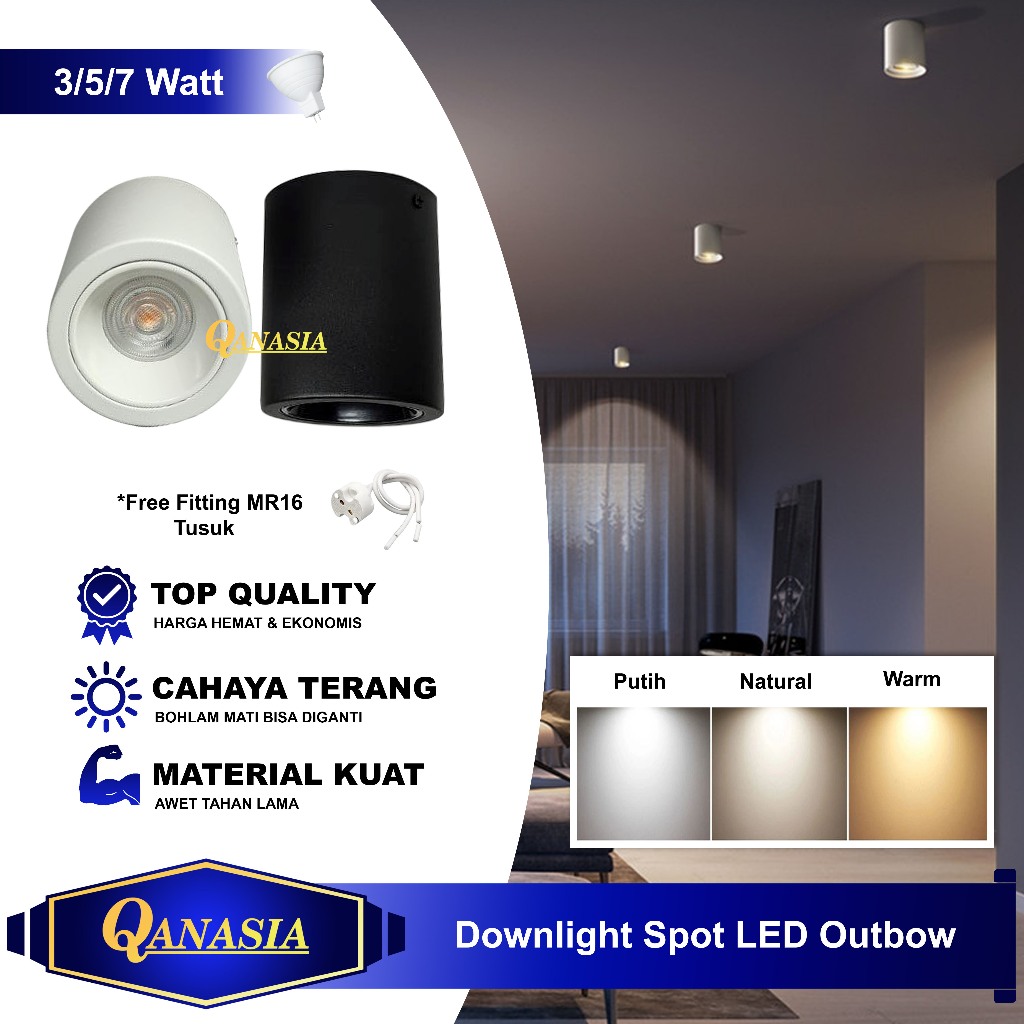 Jual Lampu Downlight Sorot Spotlight LED 3W 5W 7W Outbow Plafon 3/5/7 Watt 220V | Shopee Indonesia
