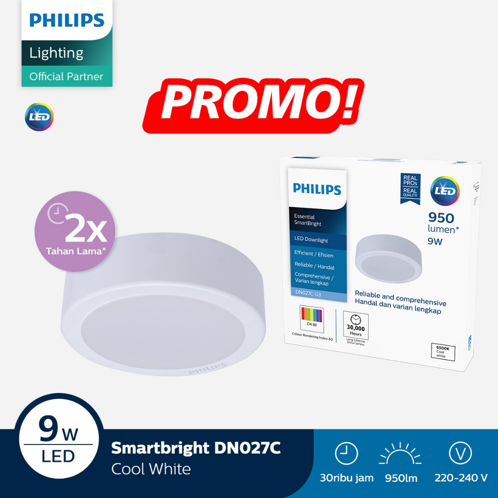 Jual Philips Lampu Downlight DN027C G3 LED9 9W 220-240V D150 Cahaya Putih | Shopee Indonesia