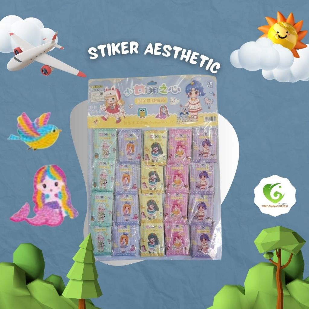 Jual Isi 20 pcs Sticker DIY Aesthetic Creative Handicraft PVC + Bead ...