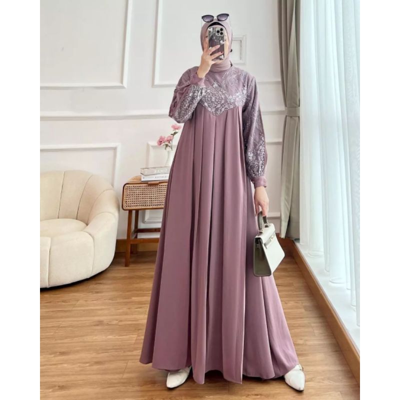 Jual AGHNIA GAMIS MODEL TERBARU DRESS PESTA KONDANGAN MEWAH ELEGAN GAMIS BURKAT LEBARAN 2024 ...