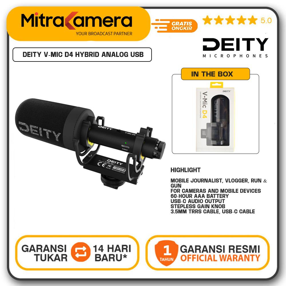Jual Deity Microphones V-Mic D4 Hybrid Analog USB Camera Mount Shotgun ...