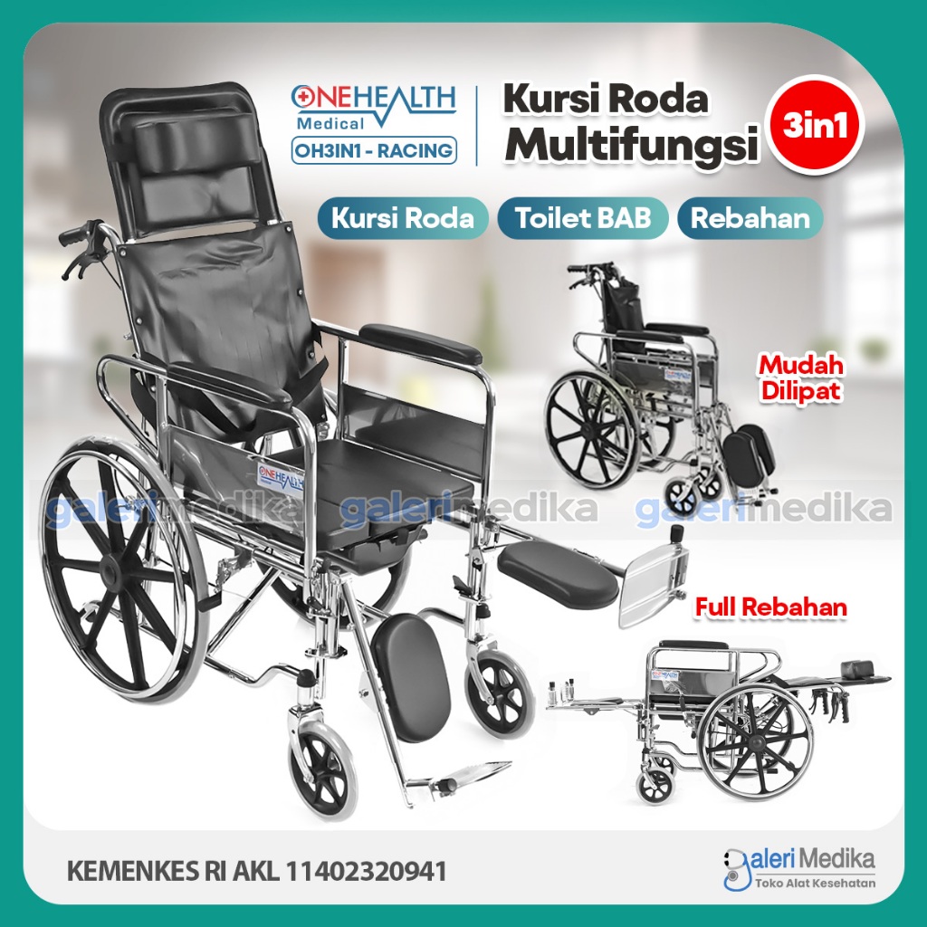 Jual Kursi Roda 3in1 Multifungsi OneHealth / Kursi Roda Multifungsi OH 3in1 / Kursi Roda 3 in 1 ...