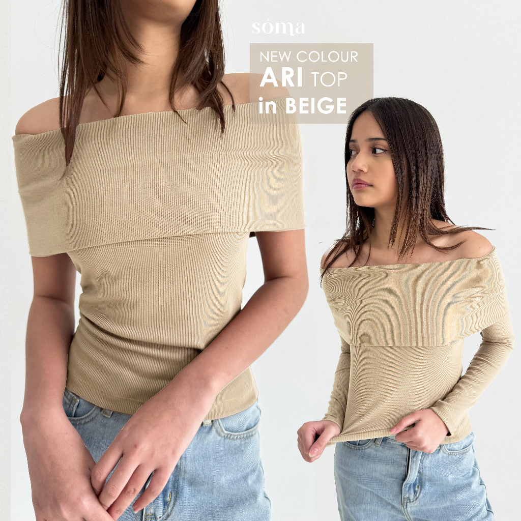 Jual ARI TOP | Atasan Knit Wanita Off Shoulder Korean Top Basic Baju ...