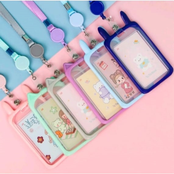 Jual Name Tag ID Card Lanyard Gantungan Kartu Motif Kucing Kelinci ...