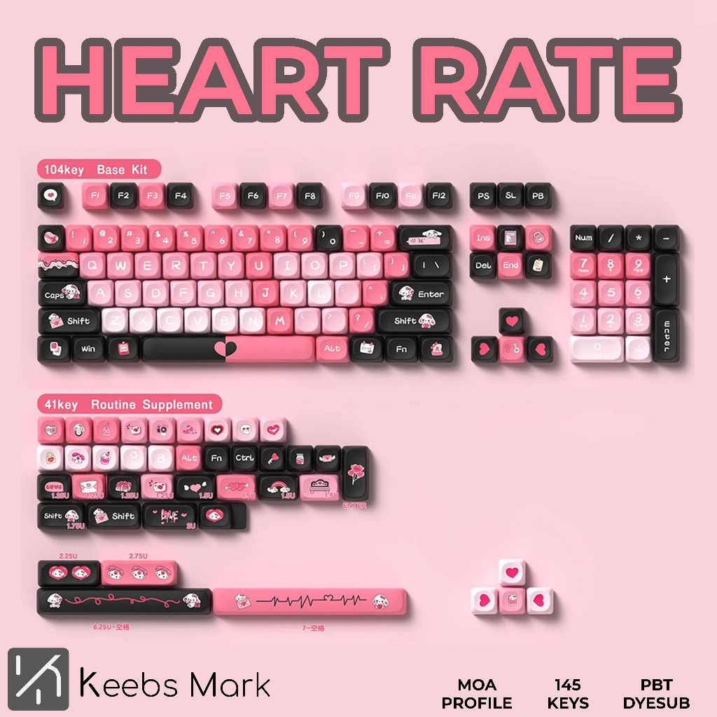 Jual Heart Rate MOA Profile Keycaps PBT Dyesub 145 Keys Mechanical ...