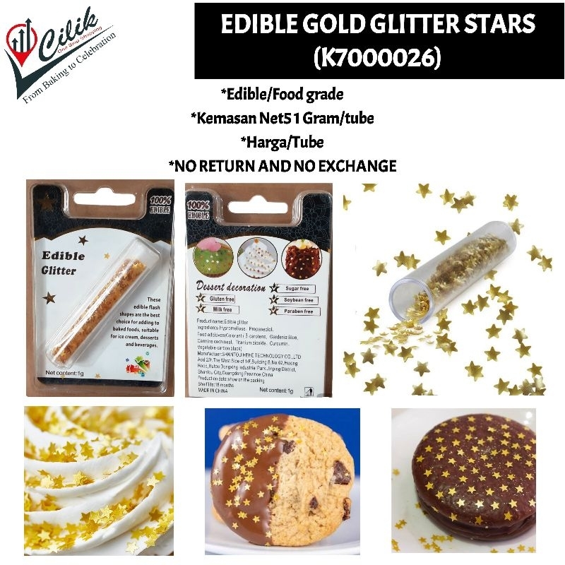 Jual edible foodgrade aman dikonsumsi makanan sprinkle glitter metalik ...