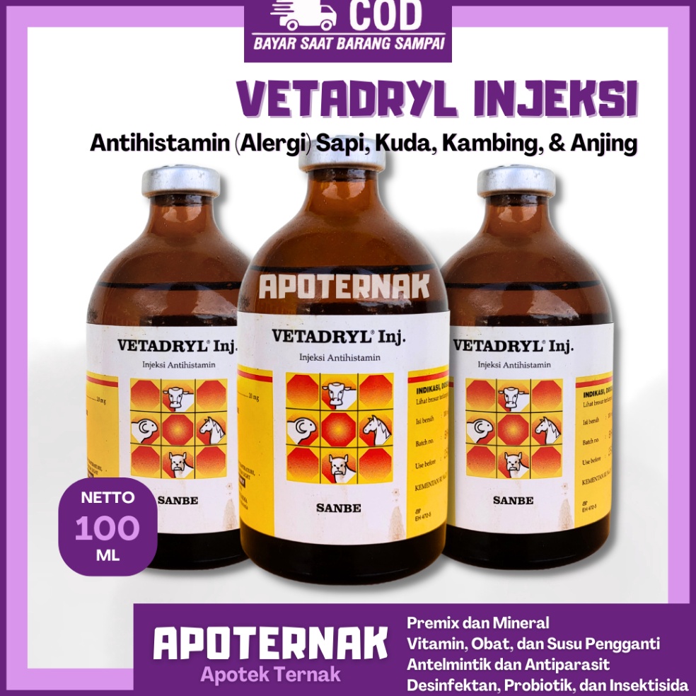 Jual KODE M87C VETADRYL 1ml INJEKSI Obat Alergi Makanan Lingkungan Obat ...