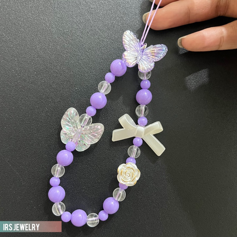 Jual Phone Strap Beads Ungu Series/ Tali Lanyard Handphone Manik Pita ...