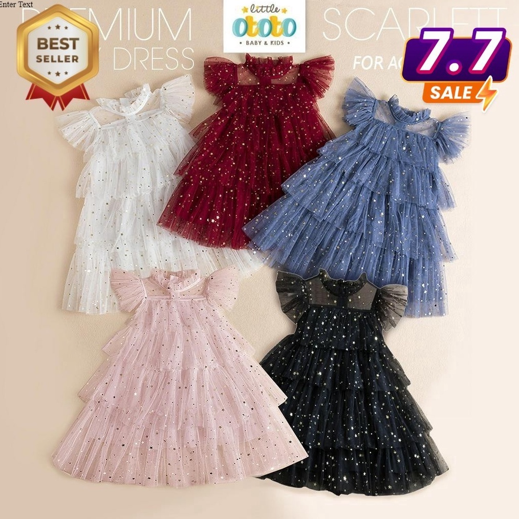 Jual KODE F44T LITTLEOTOTO 11T Dress SCARLET Premium Model Korea Tile ...