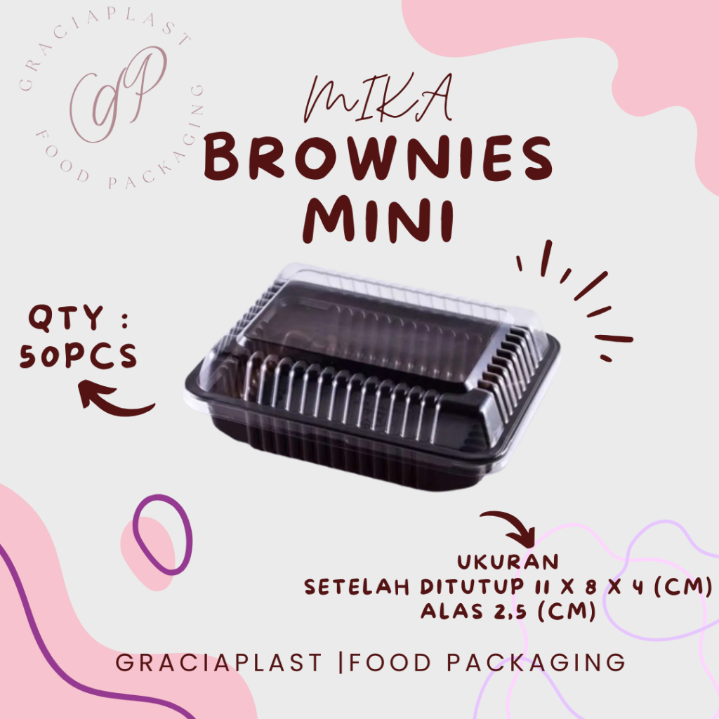 Jual MIKA BROWNIES MINI/ MIKA BROWNIES UKURAN MINI/ MIKA MOCHI ISI 4 TANPA SEKAT ISI 50PCS ...