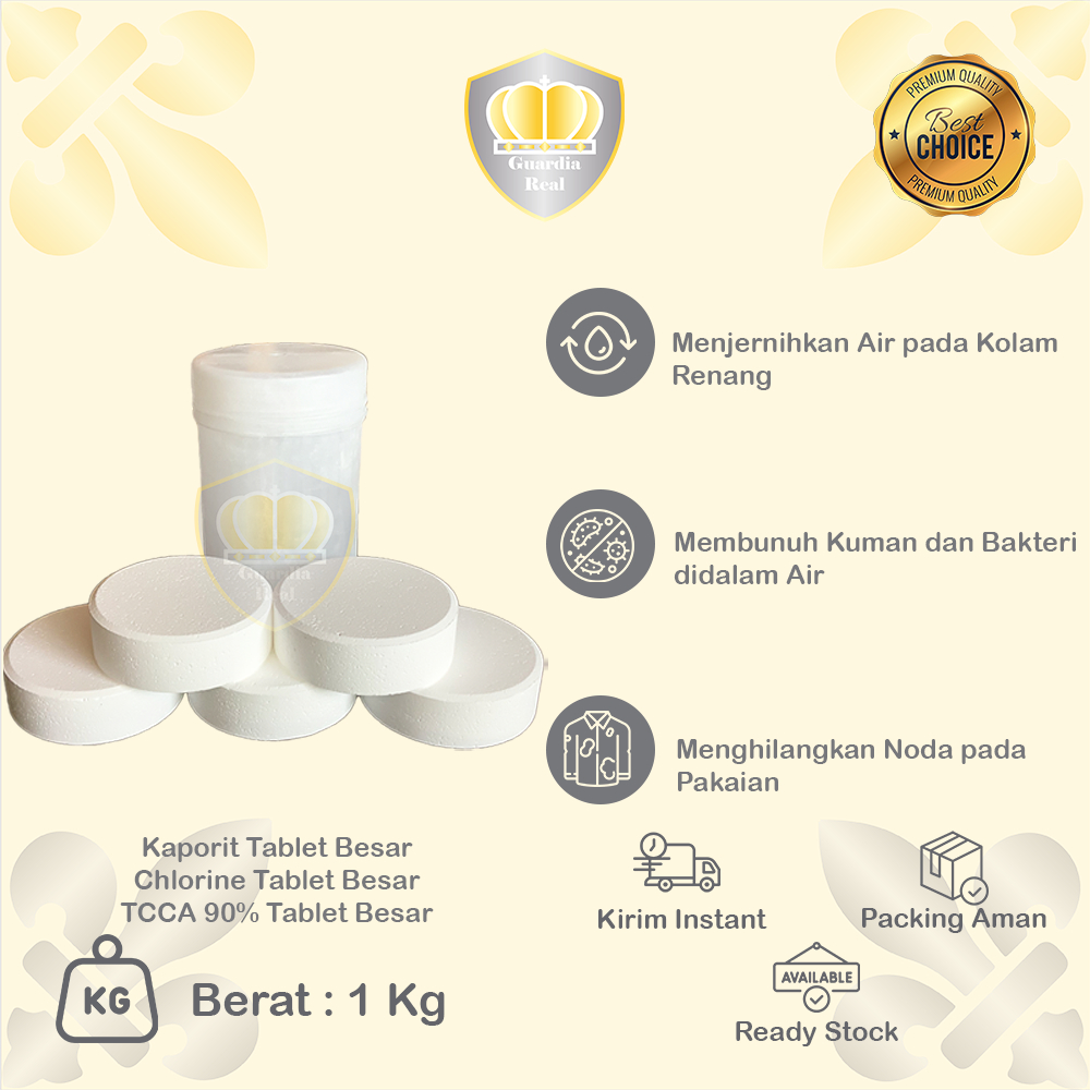 Jual Kaporit Tablet Besar 1 Kg/ Chlorine Tablet Besar 1 Kg/ TCCA 90% ...