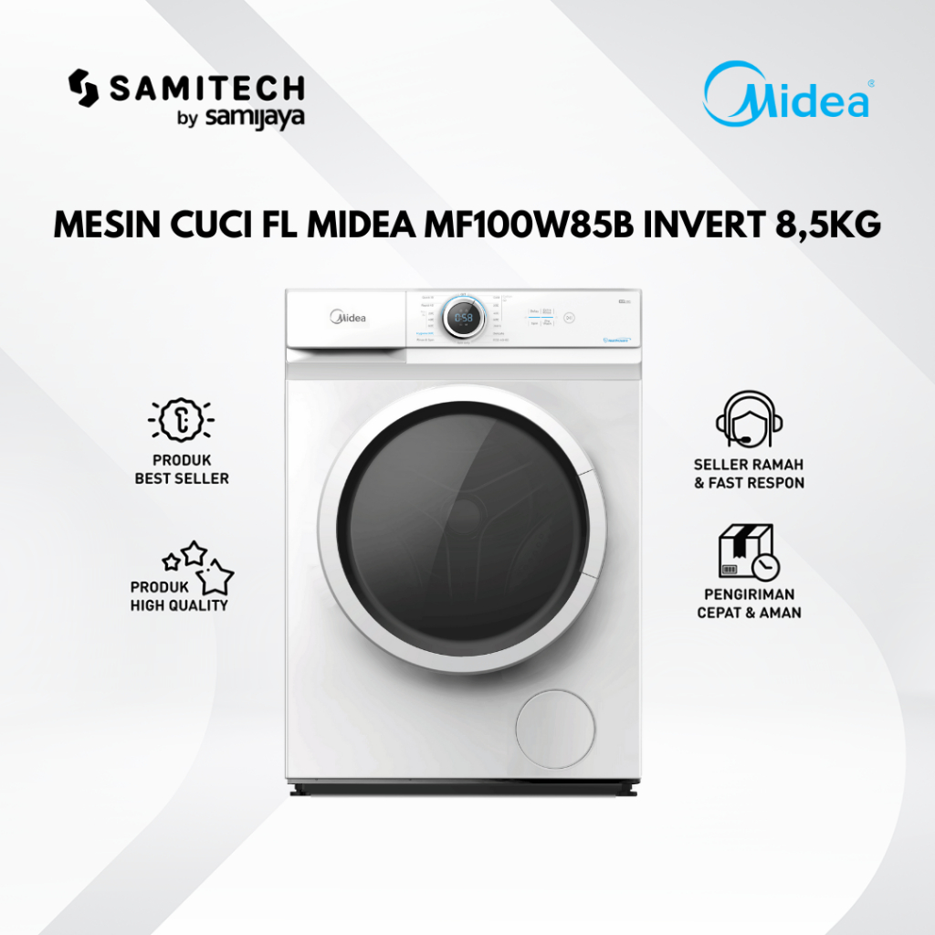 Jual MESIN CUCI FRONT LOADING MIDEA MF100W85B WHITE INVERTER 8,5KG ...