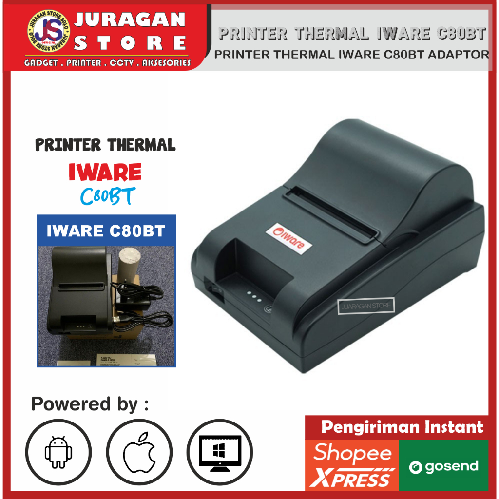 Jual Printer Thermal Iware 80MM Adaptor Bluetooth dan USB Cetak Nota ...