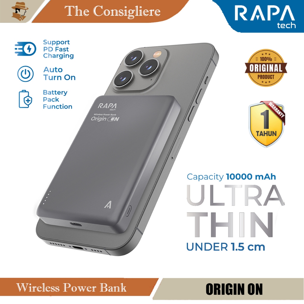 Jual RAPA TECH Wireless Powerbank ORIGIN ON 10000 Mah Fast Charging 15W ...