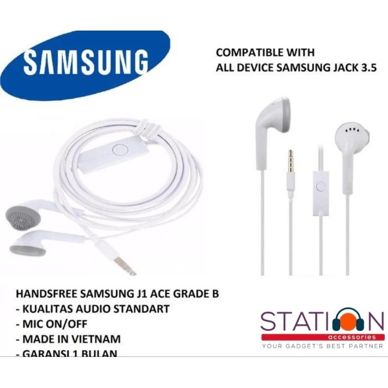 Jual Samsung Headset/ Earphone/ Handsfree J1 Ace Non Pack | Shopee ...