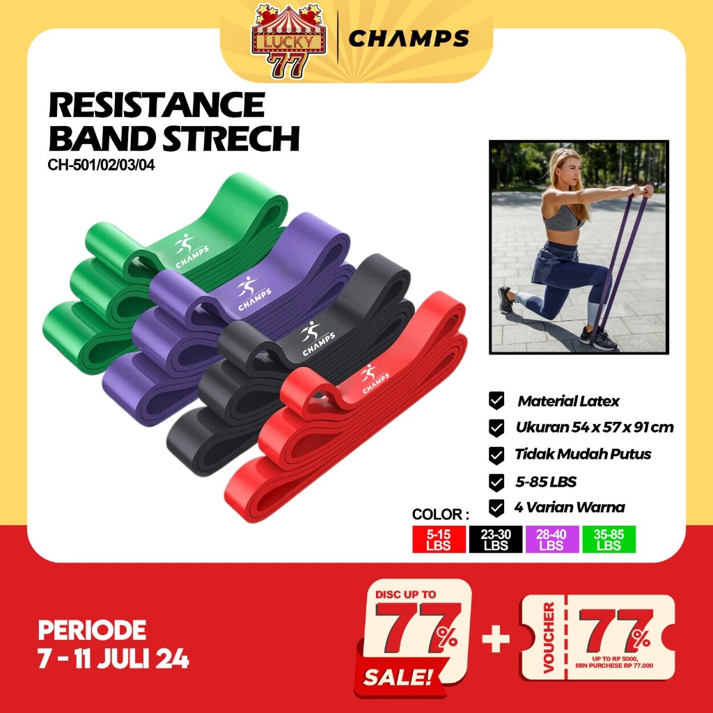 Jual Champs Resistance Band Loop Bands Tali Karet Elastis Fitness Yoga ...