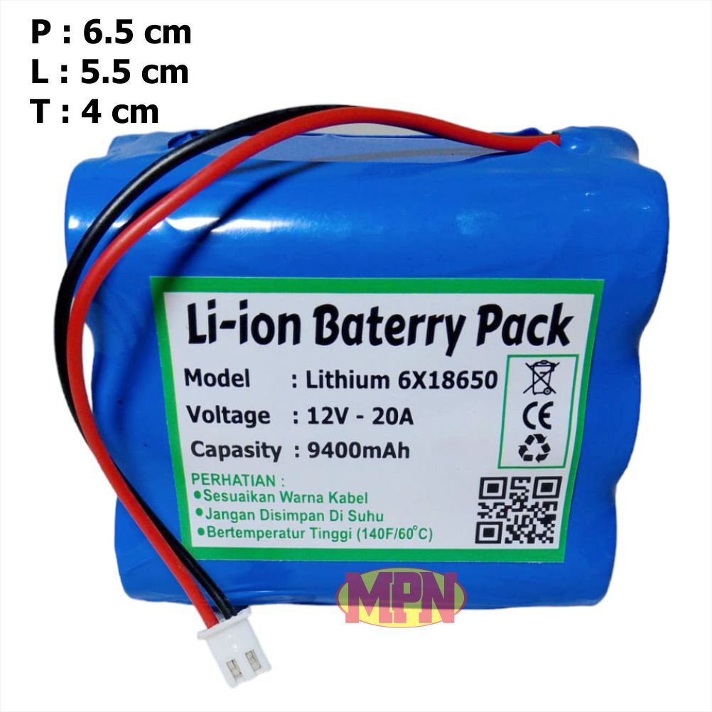 Jual BATERAI PACK, Mainan Anak, Speaker, Lampu, Li-ion 6X 18650 12V 20A ...