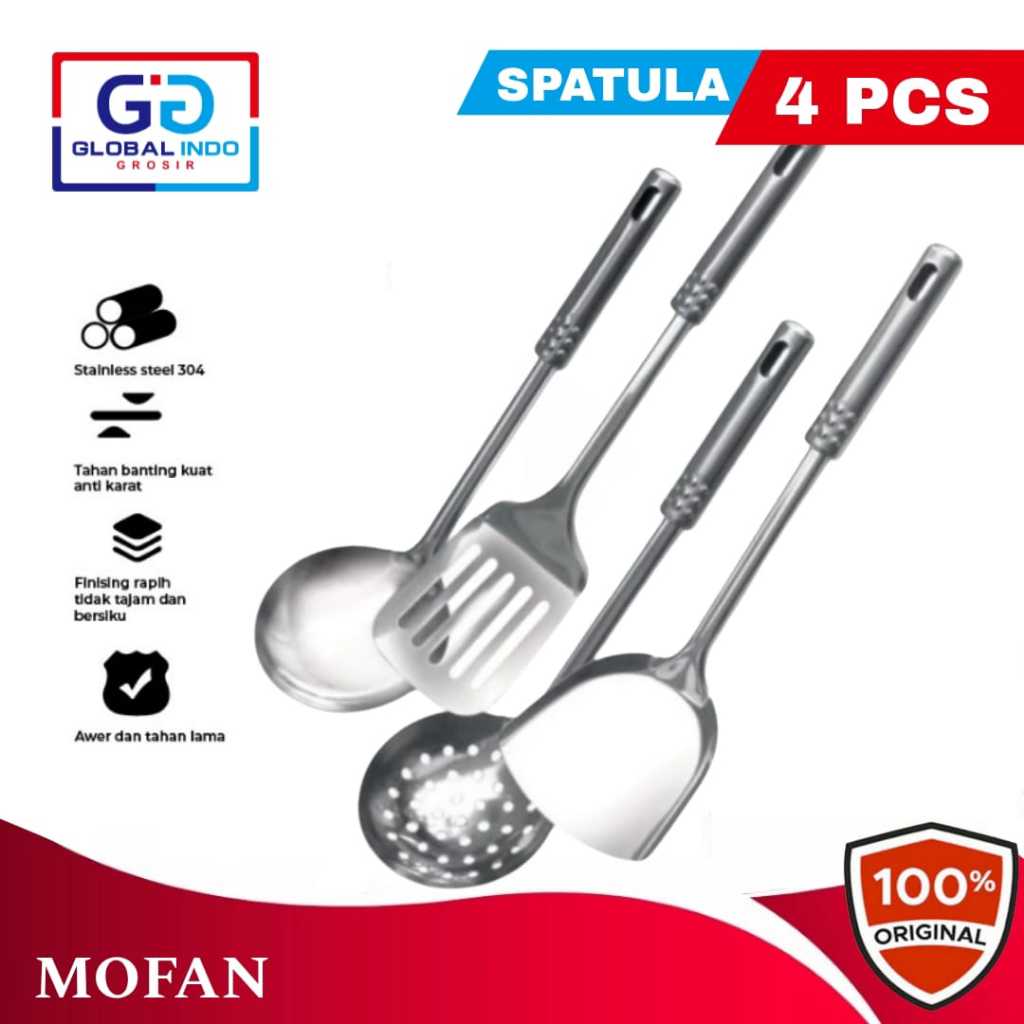 Jual Spatula Set 4 Pcs Stainless Sutil Sodet Penggorengan Centong Sayur ...