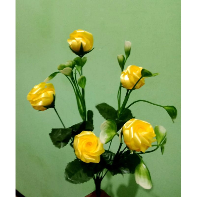 Jual Bunga DIY dari pita jepang plastik model 9 dengan variasi tangkai ...
