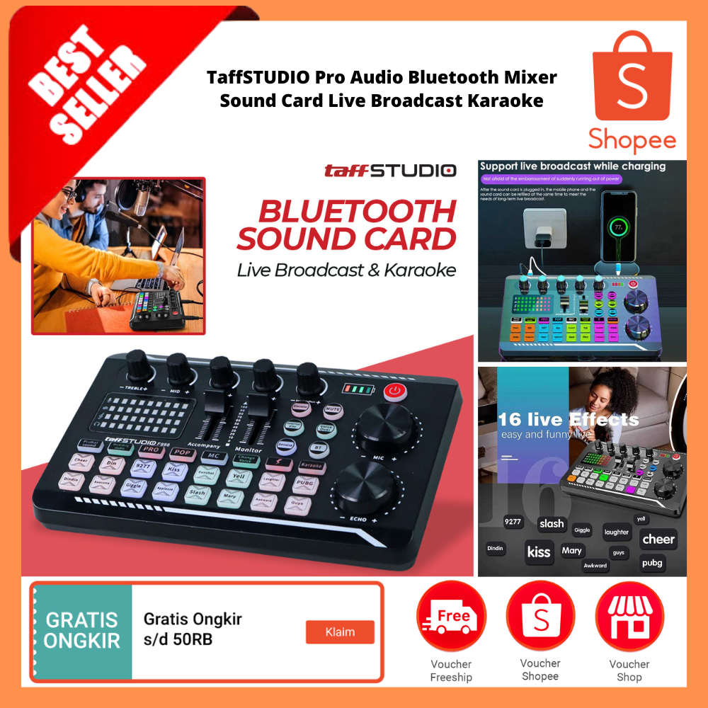 Jual Pro Audio Bluetooth Mixer Sound Card Live Broadcast Karaoke ...