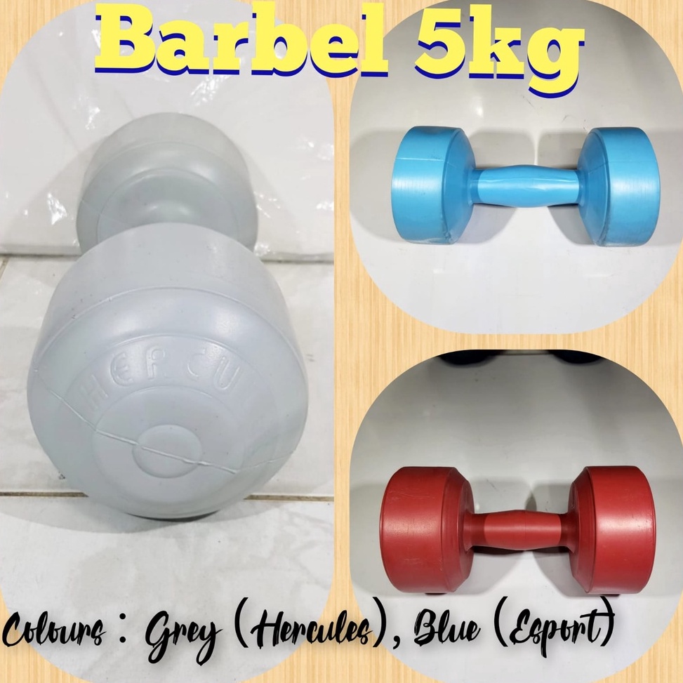 Jual Barbel Plastic Warna 5kg Hercules Esports Dumbell Dumbel Plastic ...