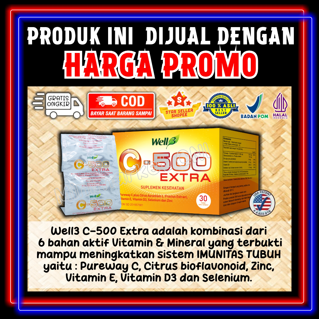 Jual Vitamin WELL3 C 500 EXTRA Multi Vitamin (Vit C generasi terakhir dan lebih lengkap dari ...