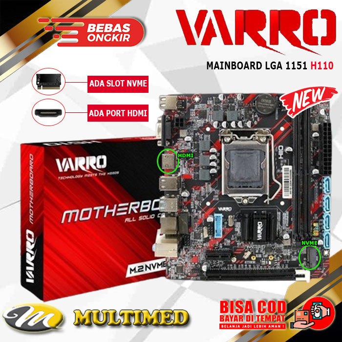 Jual Mainboard Motherboard Mobo H110 DDR4 NVME Soket LGA 1151 Varro New | Shopee Indonesia