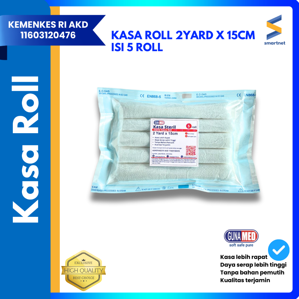 Jual KASA ROLL STERIL UKURAN 2YARD X 15CM ISI 5 / POUCH | Shopee Indonesia