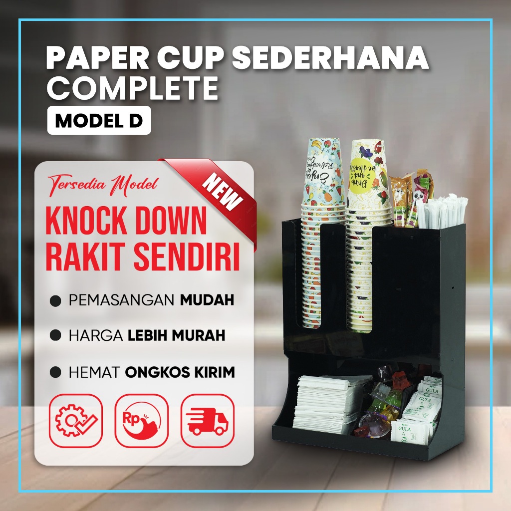 Jual Rak Cup Holder & Condiment Akrilik Sederhana Komplit Model D ...