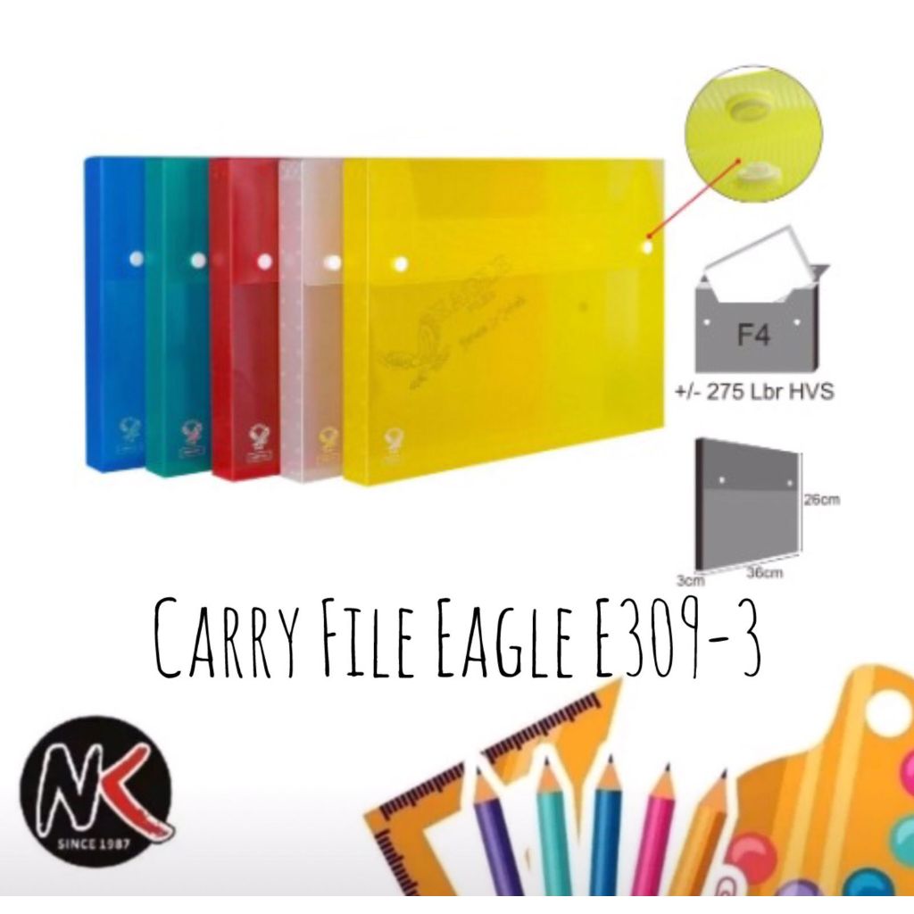 Jual Map Plastik Kancing/Carry File Eagle E 309-3 (3 cm)/Map Plastik ...