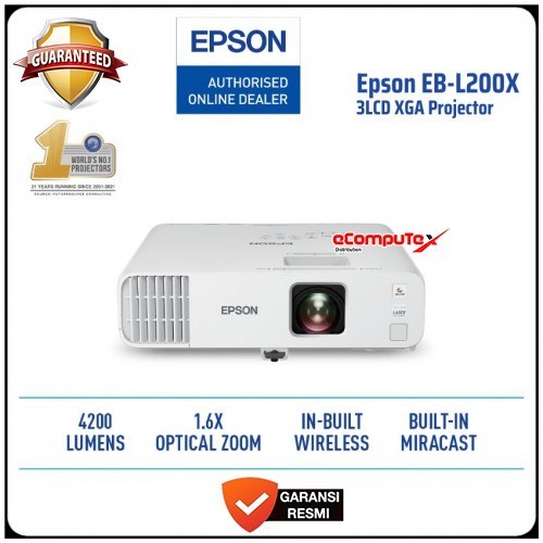 Jual PROYEKTOR EPSON EB-L200X 3LCD XGA STANDARD -THROW LASER PROJECTOR WIFI EBL200x EB L200X ...