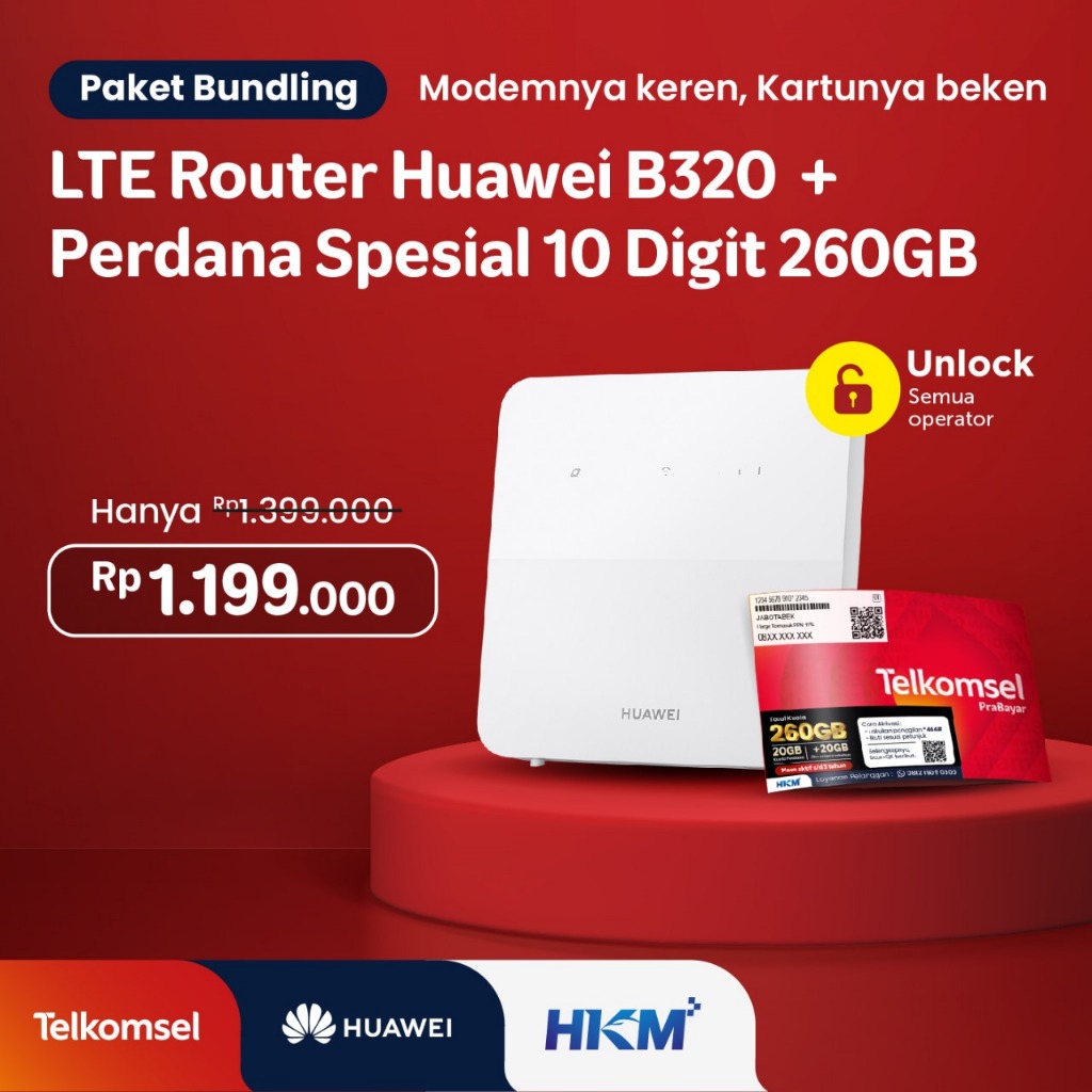 Jual Paket Bundling Modem WiFi LTE Router Huawei B320 Perdana Spesial ...