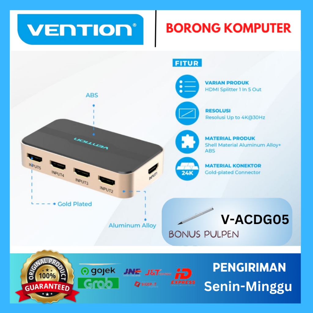 Jual Vention ACDG0 HDMI Switcher 5 in 1 Out Full HD 3D 4K - ACD ...