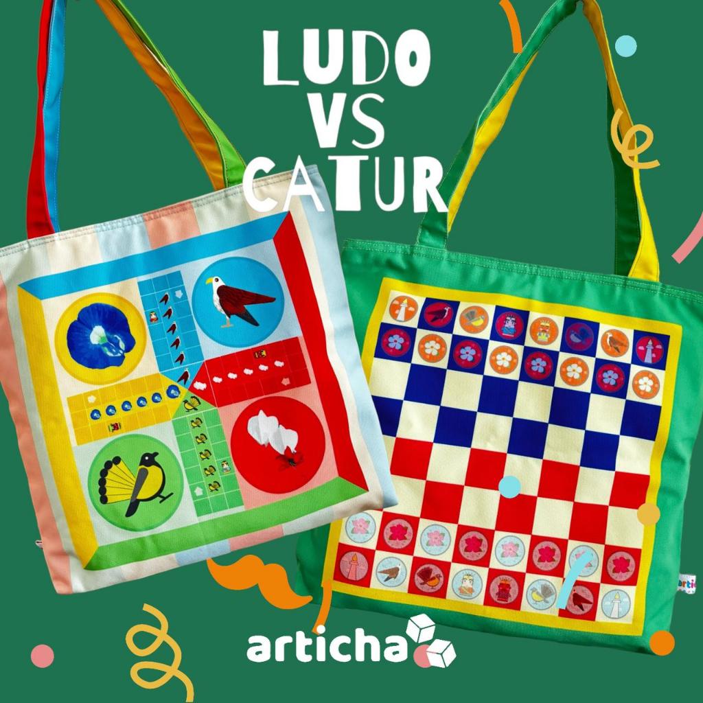 Jual articha - Tote Bag Ludo dan Catur seri ikon Jakarta Colorful ...