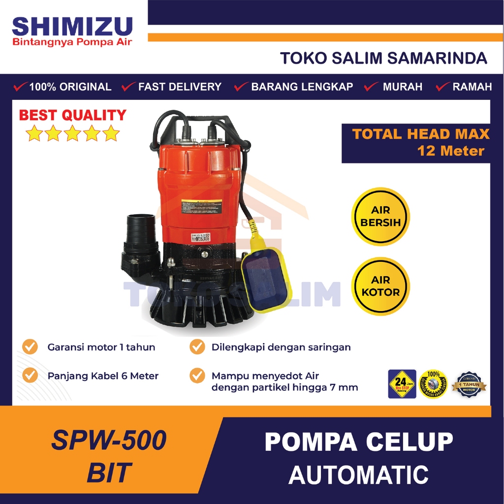 Jual Pompa Air 𝗦𝗛𝗜𝗠𝗜𝗭𝗨 𝗦𝗣𝗪𝟱𝟬𝟬 𝗕𝗜𝗧 𝗢𝗥𝗜 𝟭𝟬𝟬% - Pompa Celup Otomatis Air ...