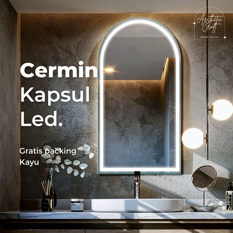Jual Cermin LED Setengah Kapsul Cermin Touchscreen LED Cermin Sanblast ...