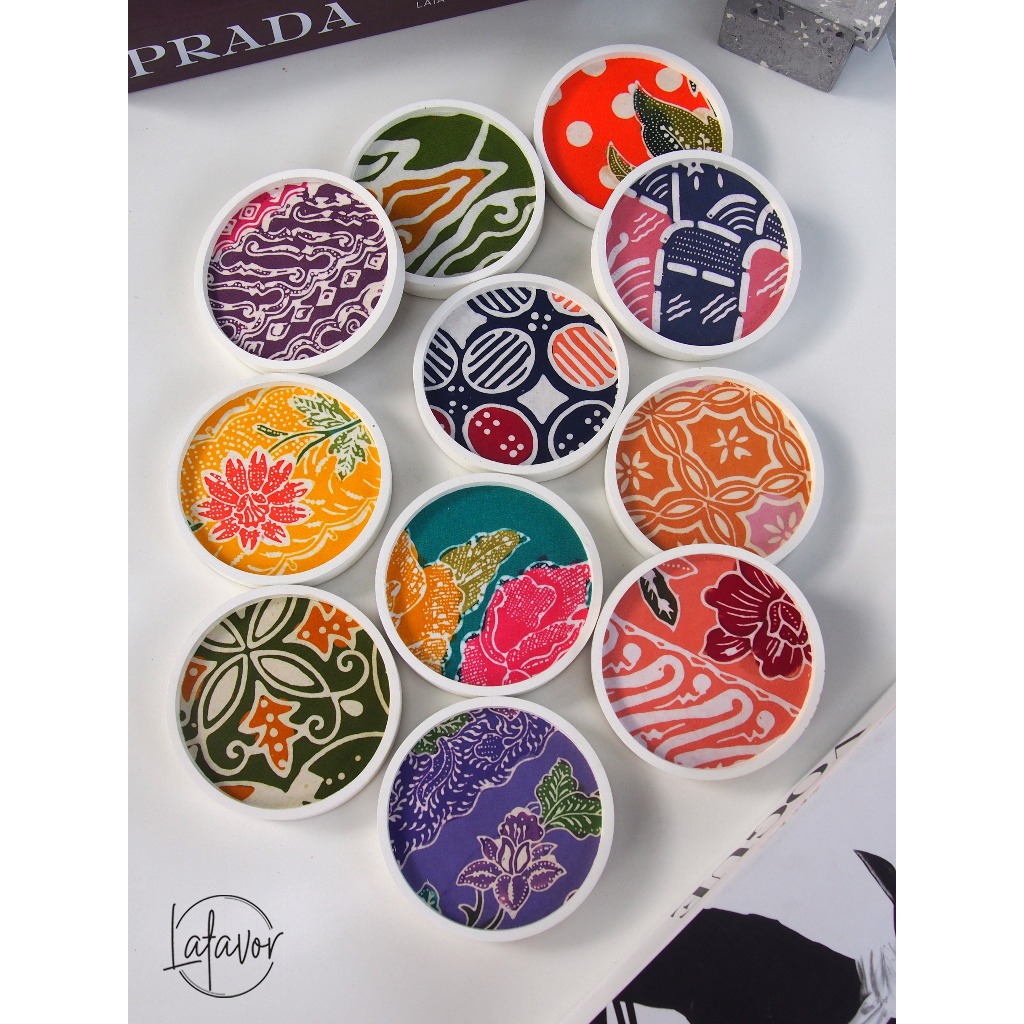Jual Lafavor Round Batik Coaster Runda | Tatakan Gelas Batik Random ...